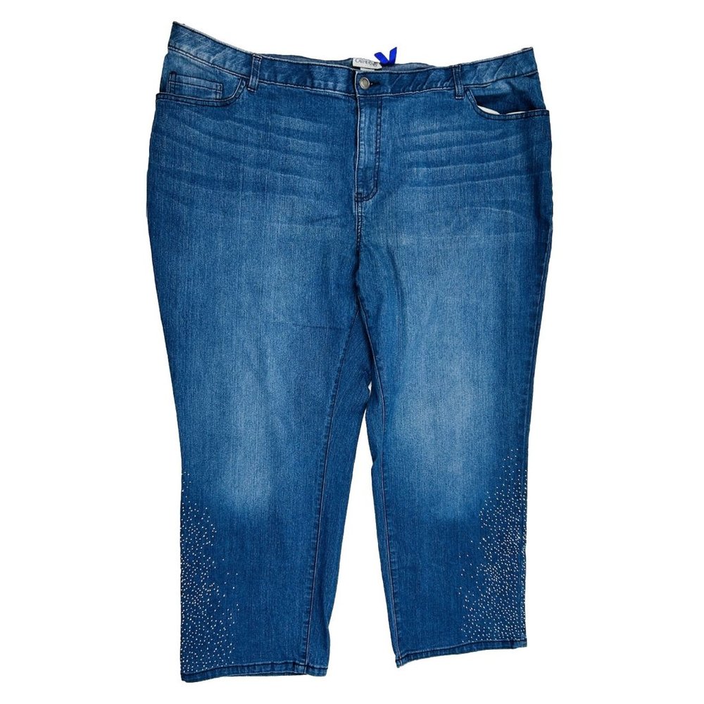 Catherines Elastic Waist Embellished Cropped Denim Bl… - Gem